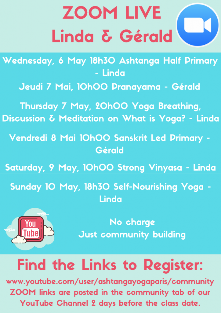 Live Online Class instructions - Ashtanga Yoga Paris